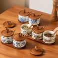 Chinese Style Floral Spice Jar Set,Home Ceramic Seasoning with Lid ...