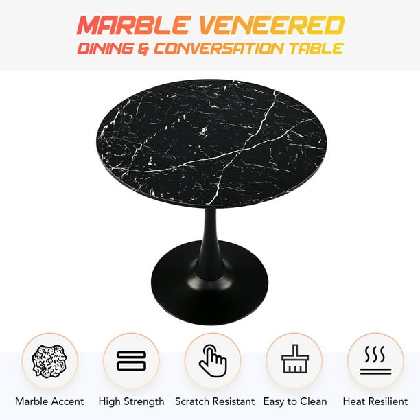 32 Inch Round Kitchen & Dining Room Table w Marble Desktop Tulip ...