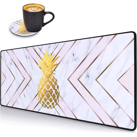 Desk Pad Mat Gaming Mouse Pads with Coasters Set, Stitched Edges Design ...