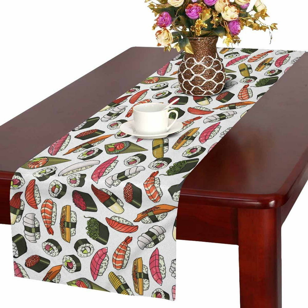 MKHERT Unique Food Table Runner, Sushi Pattern Table Cloth Runner for ...