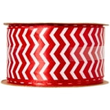 Offray Ribbon, Chevron Red 1 1/2 inch Single Face Satin Polyester ...