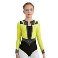 Miutii Girls Long Sleeve Rhinestones Color Block Leotard with Leggings ...