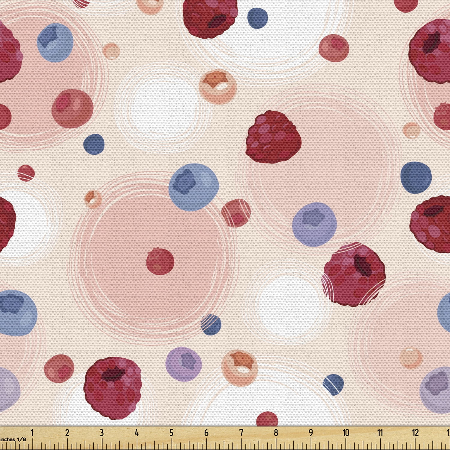 Peach Fabric by the Yard, Raspberries Blueberries Cranberries Food ...
