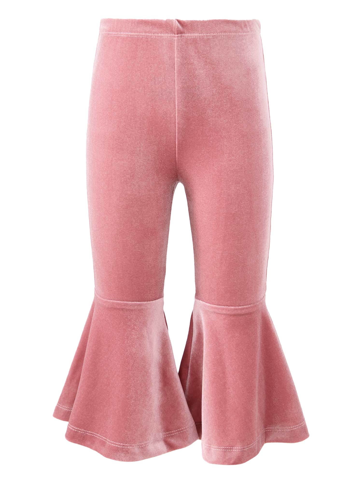 iiniim Kids Toddler Baby Girl Flare Pants Velvet Bell Bottom Ruffle ...