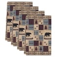 Brown Ethnic Kitchen Towels Set of 4, Black Bear Farm Plaid Pine Tree ...