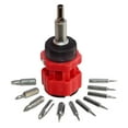 12-in-1 Ratcheting Compact Multi-Bit Short Stubby Screwdriver Set, Red ...