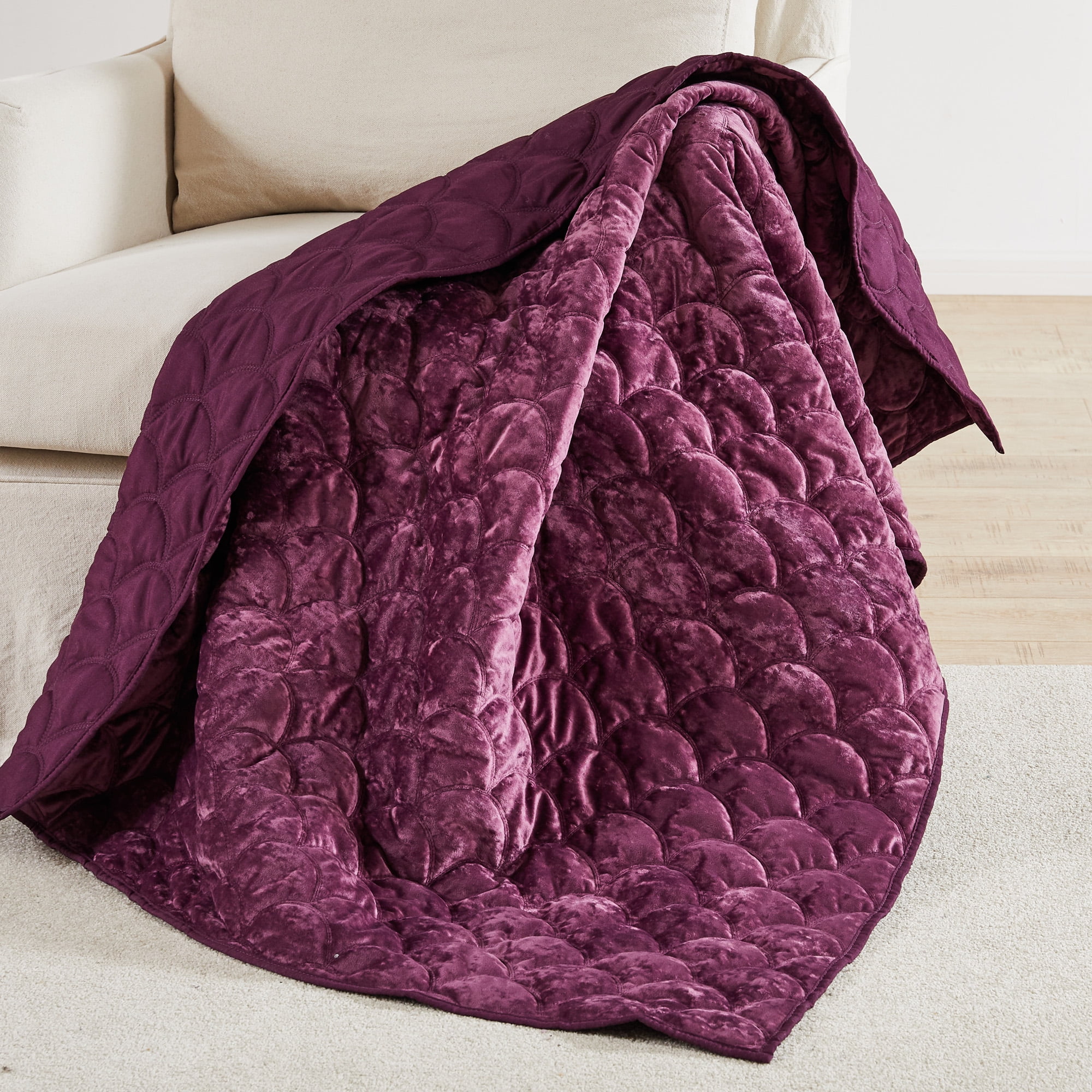 Levtex Home - Birch Hill - Ellora Plum - Throw - Plum - Crushed Velvet ...