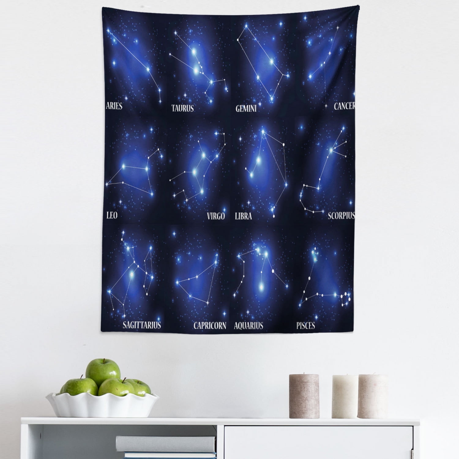 Constellation Tapestry, Zodiac Sign Set and Names Group of Stars ...