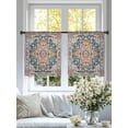 Beige Dark Blue Red Orange Flower Sheer Curtains 2 Panels Set Ethnic ...