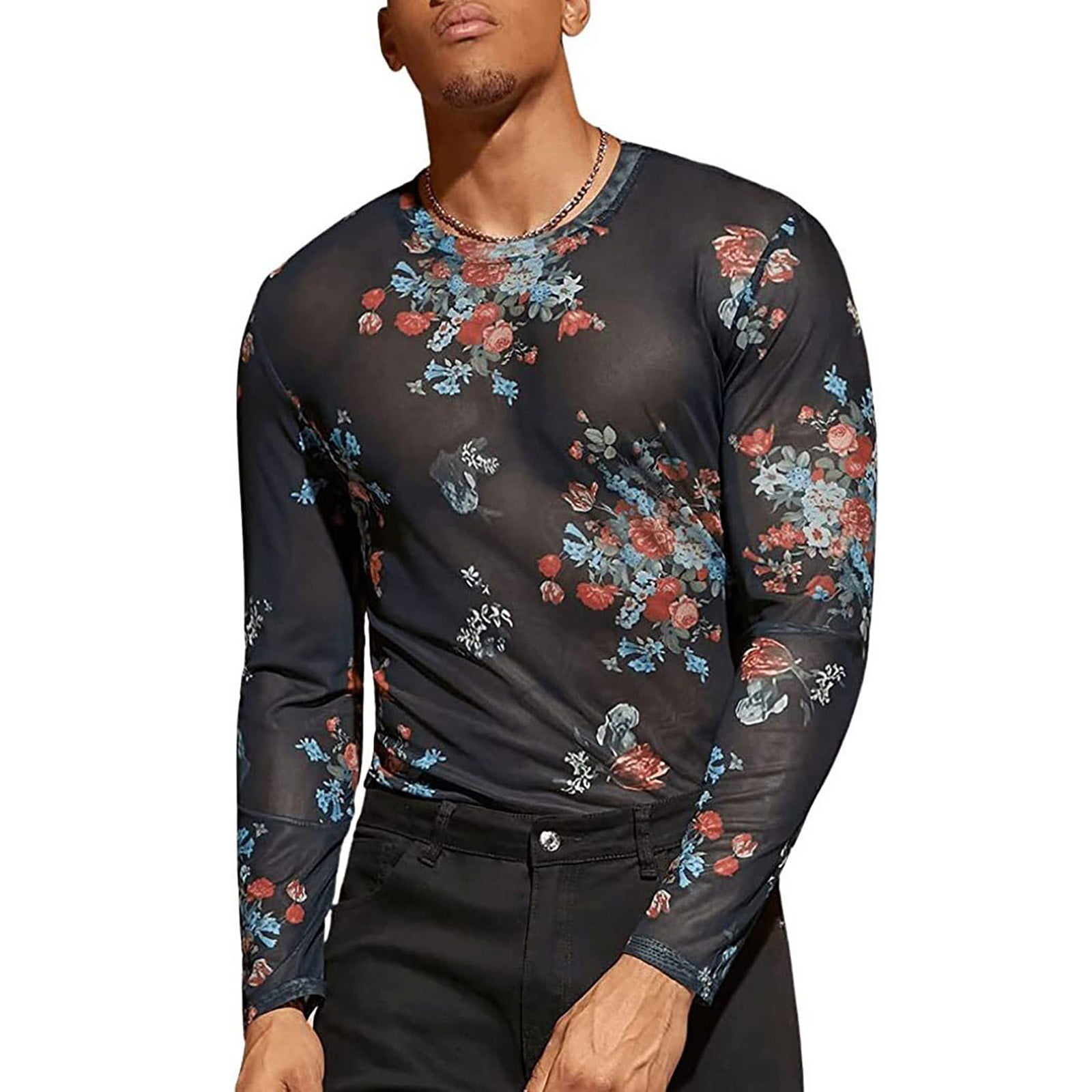 Click here for Styesk Mens Shirts Mens New Flower Print Sexy Tigh... prices