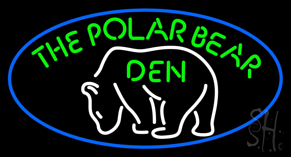 The Polar Bear Den LED Neon Sign 13" Tall x 24" Wide - inches Black ...