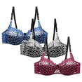 BRGZLK 3 Pack Underwire Bras for Women Trendy Cute Floral Embroidery ...