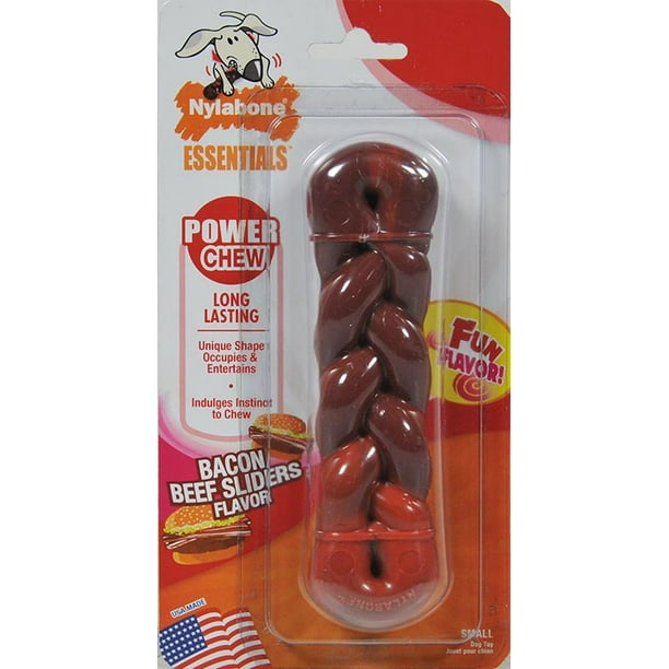 Nylabone Essentials Power Chew Braid Bone Bacon Beef Slider, Small ... Nylabone Essentials Power Chew Braid Bone Bacon Beef Slider, Small ...