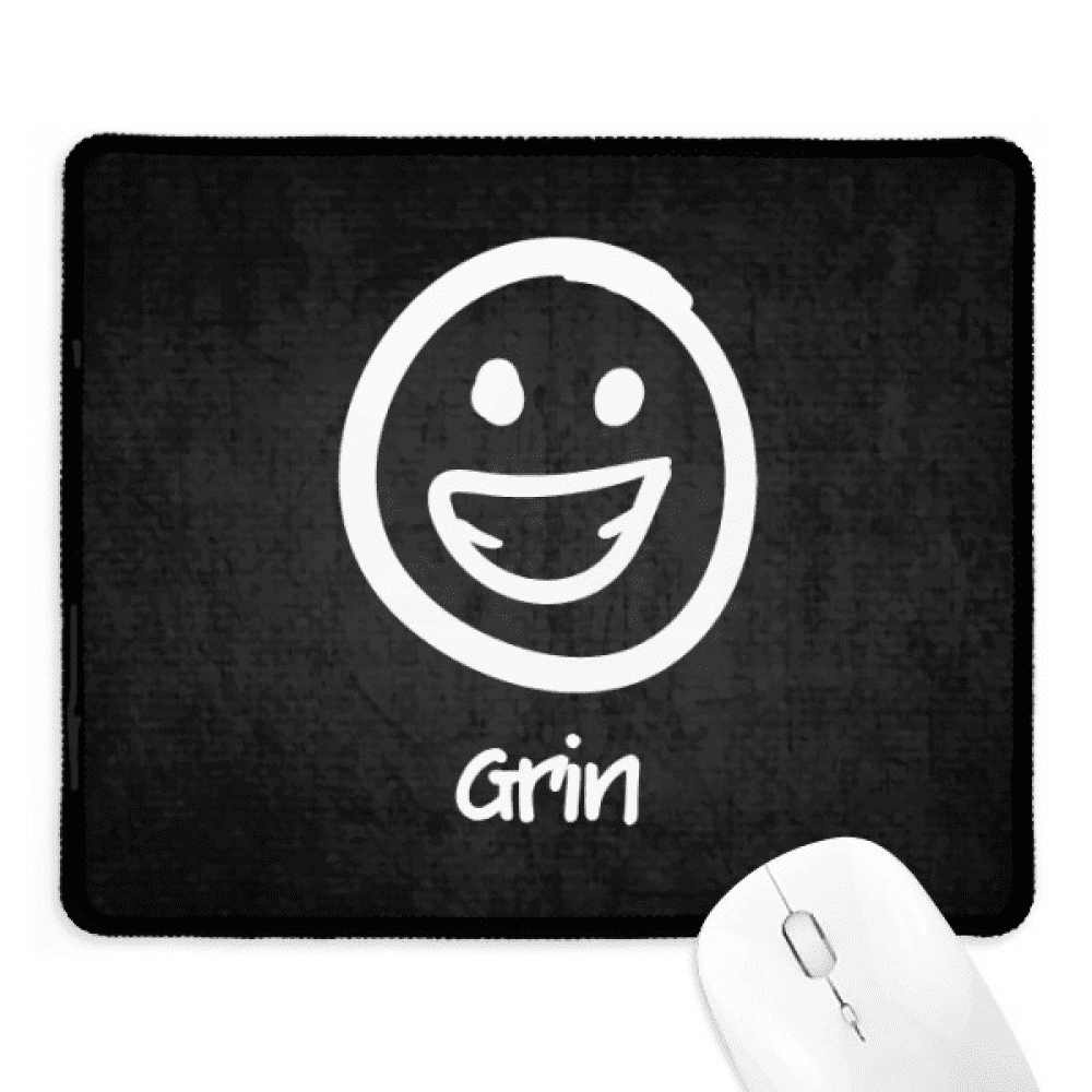 Grin White Cute Chat Happy Pattern Mousepad Stitched Edge Mat Rubber ...