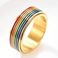 8mm Wide Titanium Stainless Steel Rainbow Gay Lesbian Wedding ...