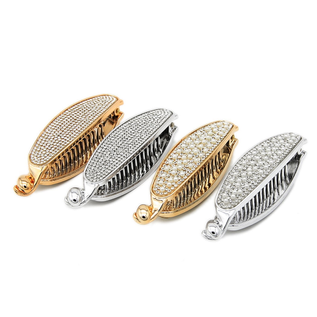 Click here for Nobrand 4pcs Banana Hair Clip Fashion Rhinestone P... prices