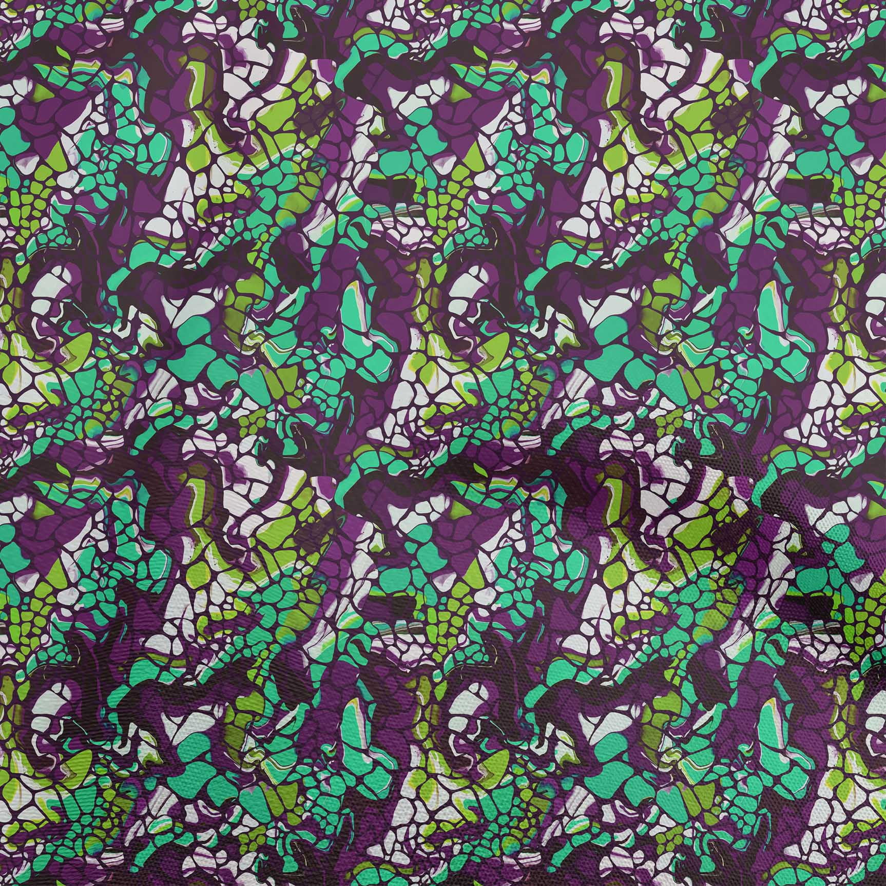 oneOone Viscose Chiffon Purple Fabric Abstract Sewing Material Print ...