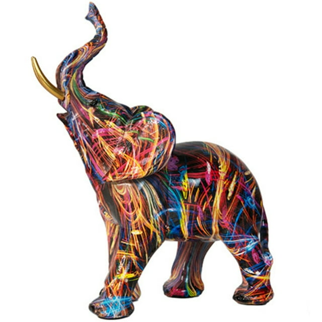 Resin Elephant Sculpture Ornaments Creative Craft Tabletop Statue for ...