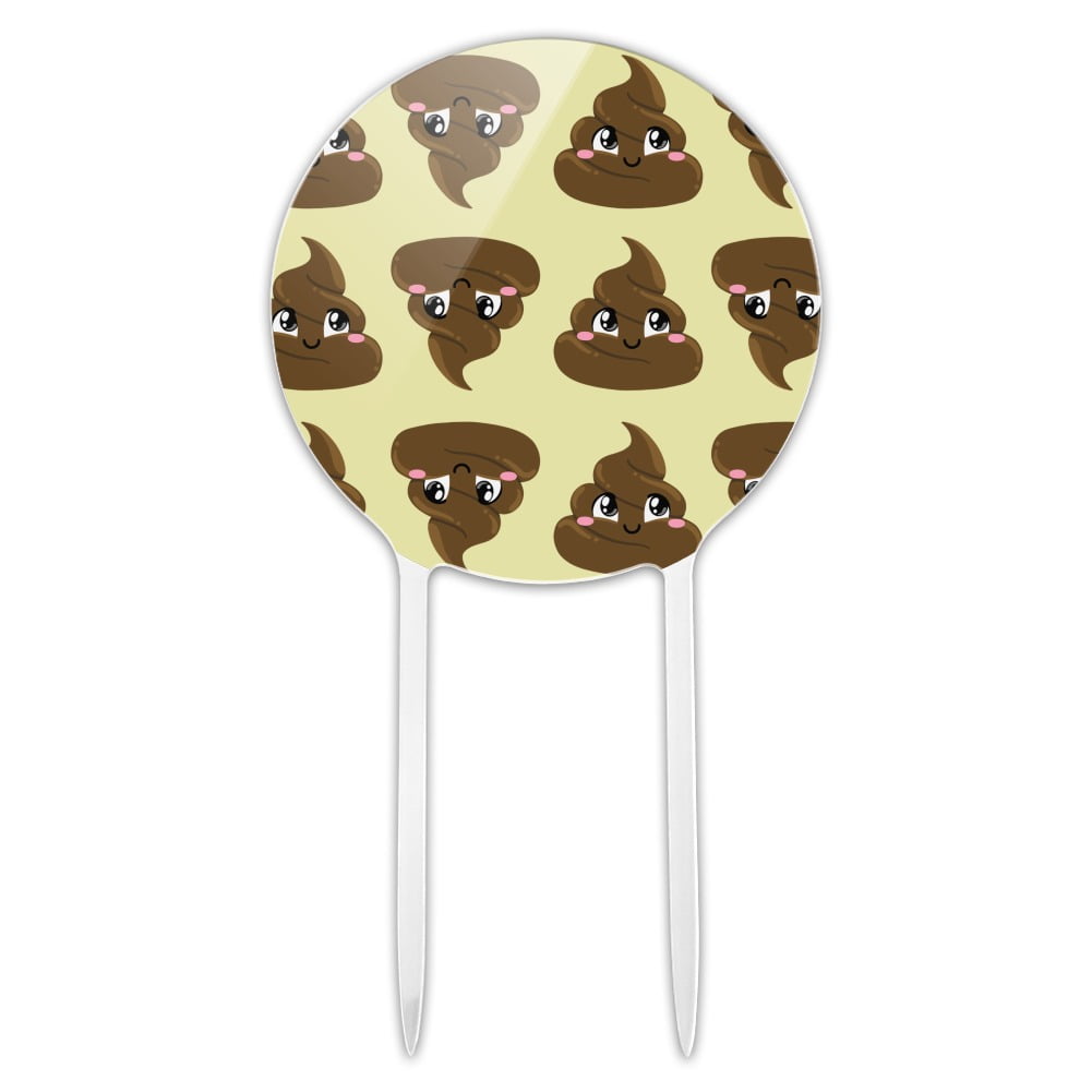 Acrylic Cute Poop Pattern Cake Topper Party Decoration for Wedding ...