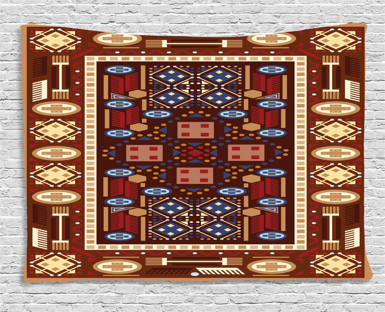 Afghan Tapestry, Earthy Toned Middle Eastern Oriental Folklore ...
