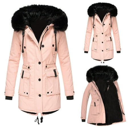 Snorda Winter Coats Womens Ladies Warm Jacket Winter Solid Turn Coat ...