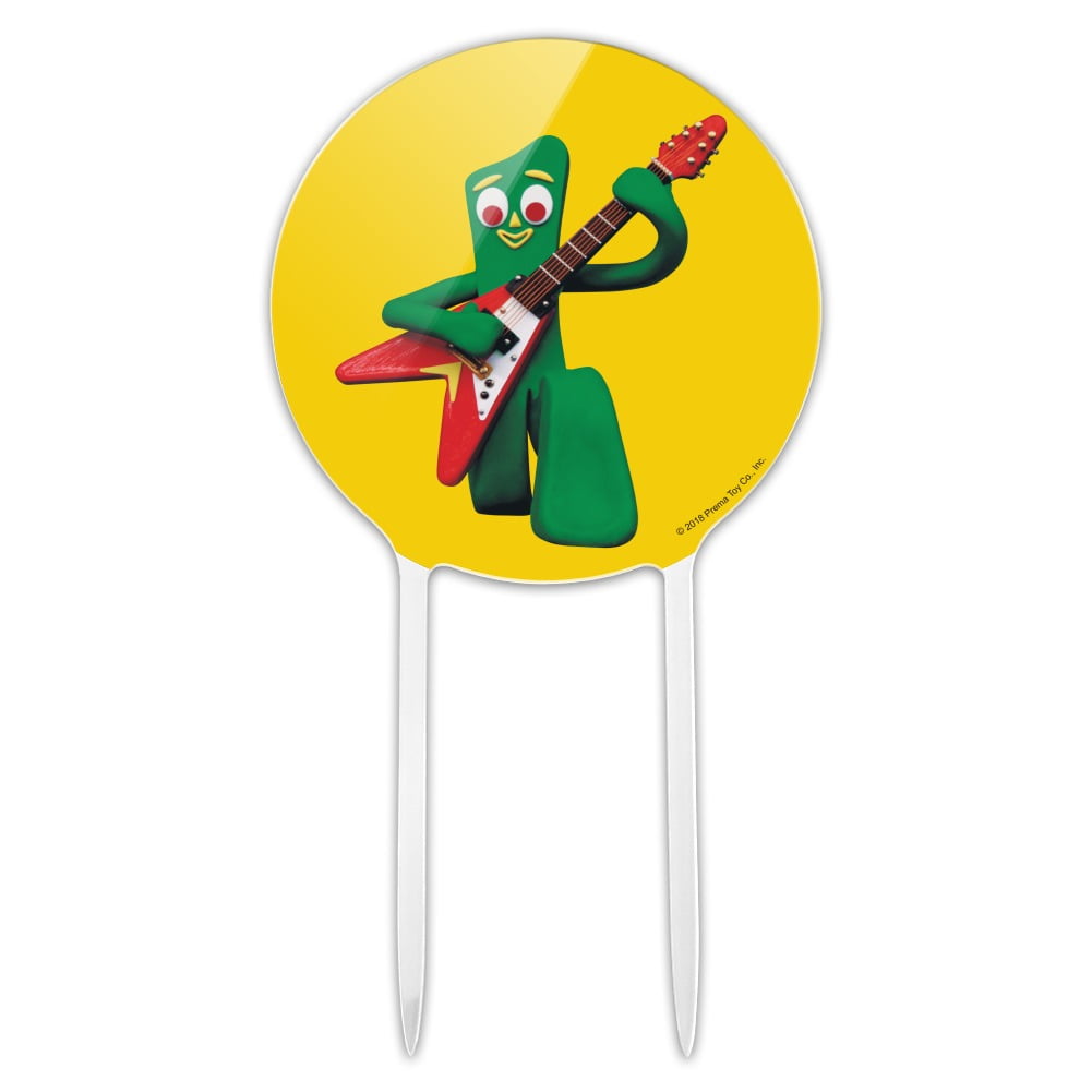 Acrylic Gumby Playing Guitar Rock and Roll Cake Topper Party Decoration ...