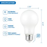 Great Value A19 LED Light Bulb, 10W (75W Equivalent) Dimmable Daylight E26 Medium Base (4 Pack ...