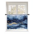 Abstract Art Sheer Curtains 54 Inch Long 1 Panel Gold Blue Gradient ...
