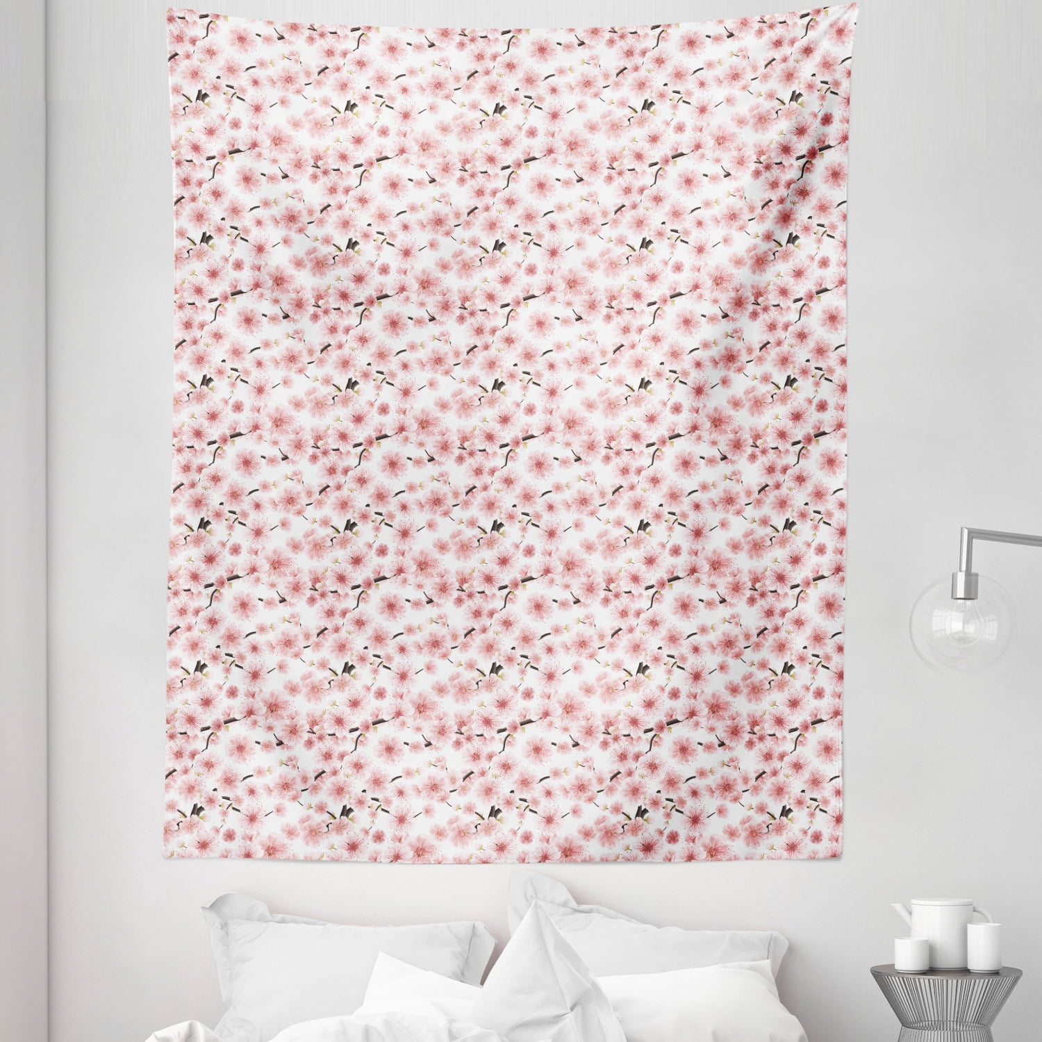Cherry Blossom Tapestry, 3D Illustrated Sakura Tree Design with Buds ...