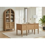 Modern Wood Half Pedestal Desk Wood Fully Assembled Light Brown ...