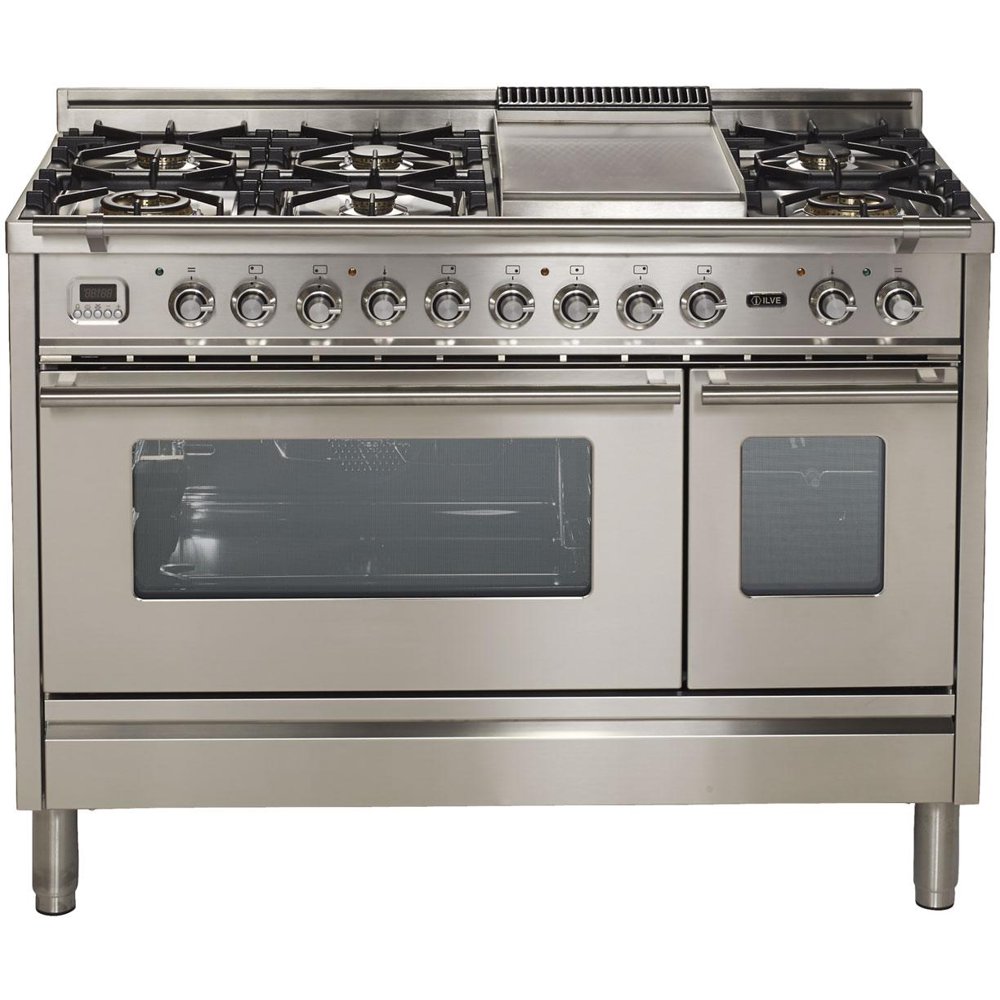 Ilve UPW120FDMPI Pro Series 48 Inch Dual Fuel Convection Freestanding ...