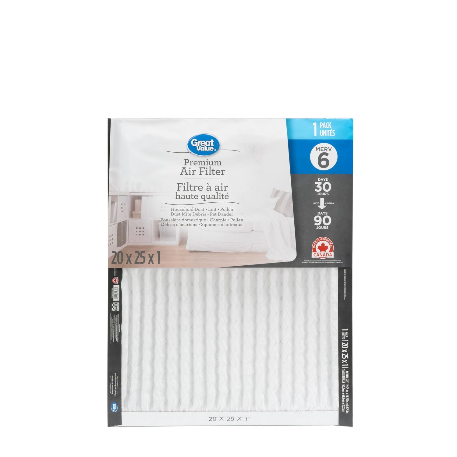 Click here for 20x25x1 Great Value Air Filter Merv 6 20x25x1 prices