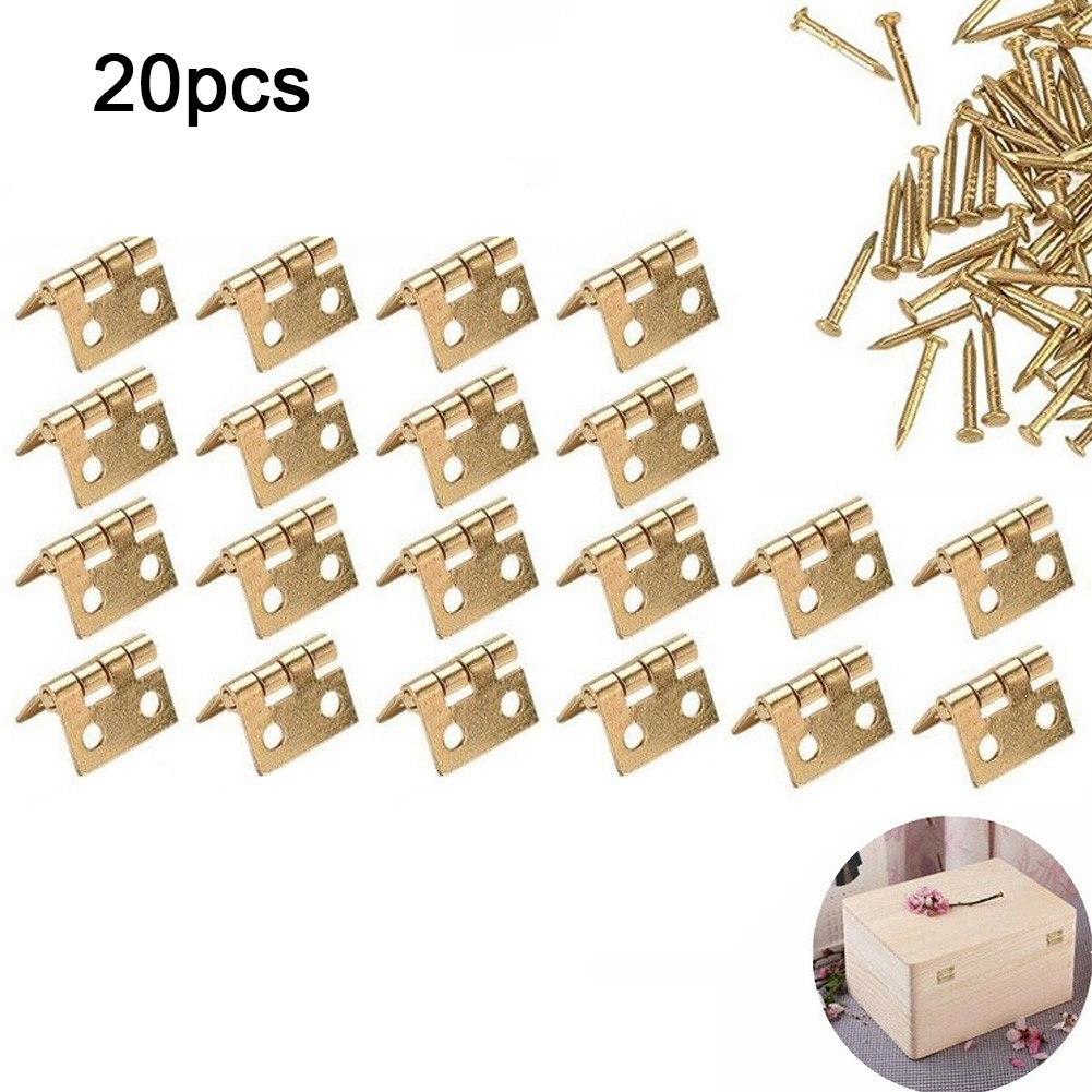 FANJIE 20pcs Brass Hinge For Small Craft Door Box Accessories Gold 8 ...
