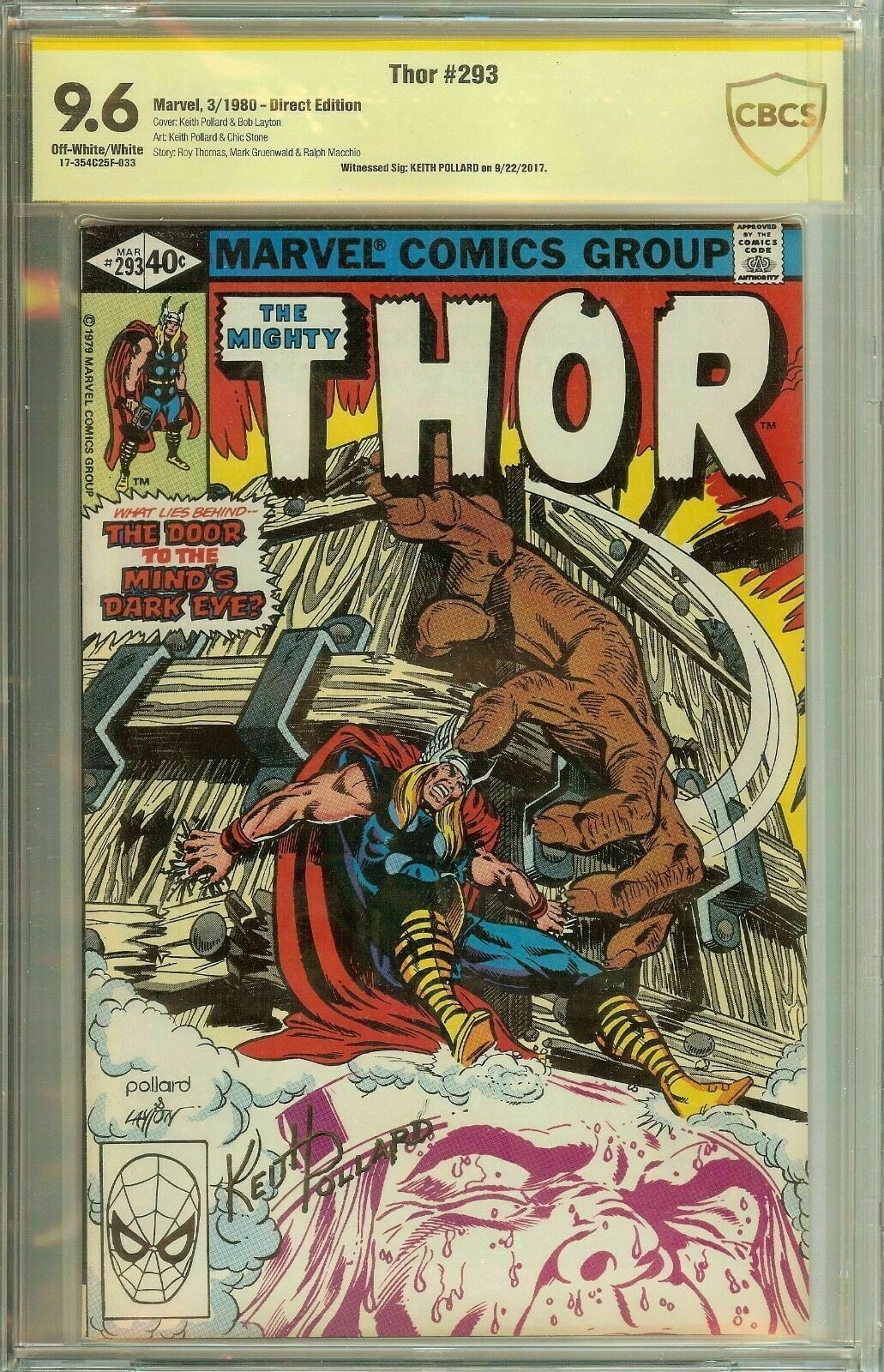 El Poderoso Thor #293 CBCS 9.6 Firmado por el Artista Keith Pollard ...