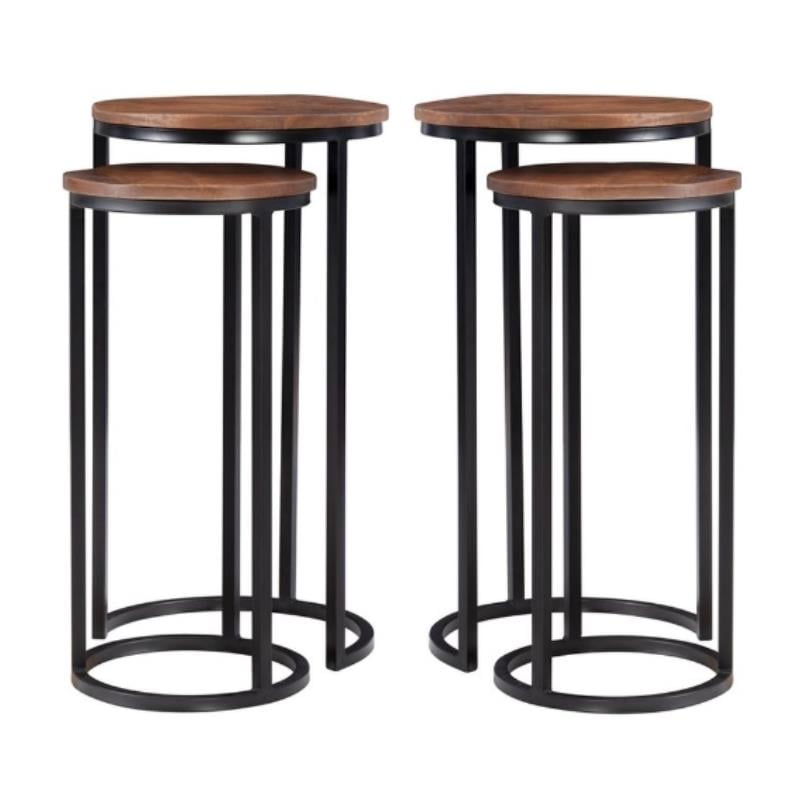 Home Square Wood and Metal Nesting Tables in Black and Brown - Set of 2 ...
