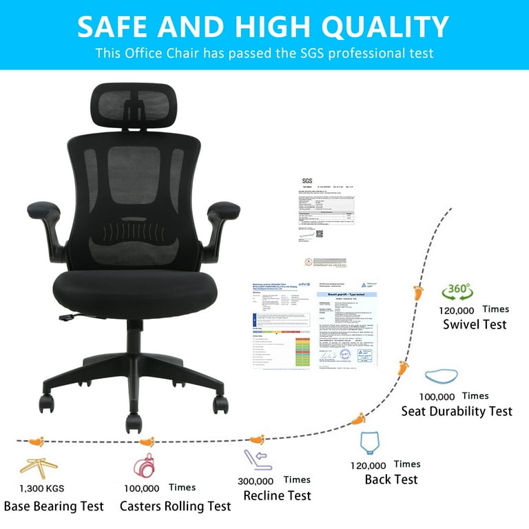 Prilinex Office Chair with Ergonomic Design and Adjustable Lumbar Support and Breathable Mesh Back 350 lbs Black