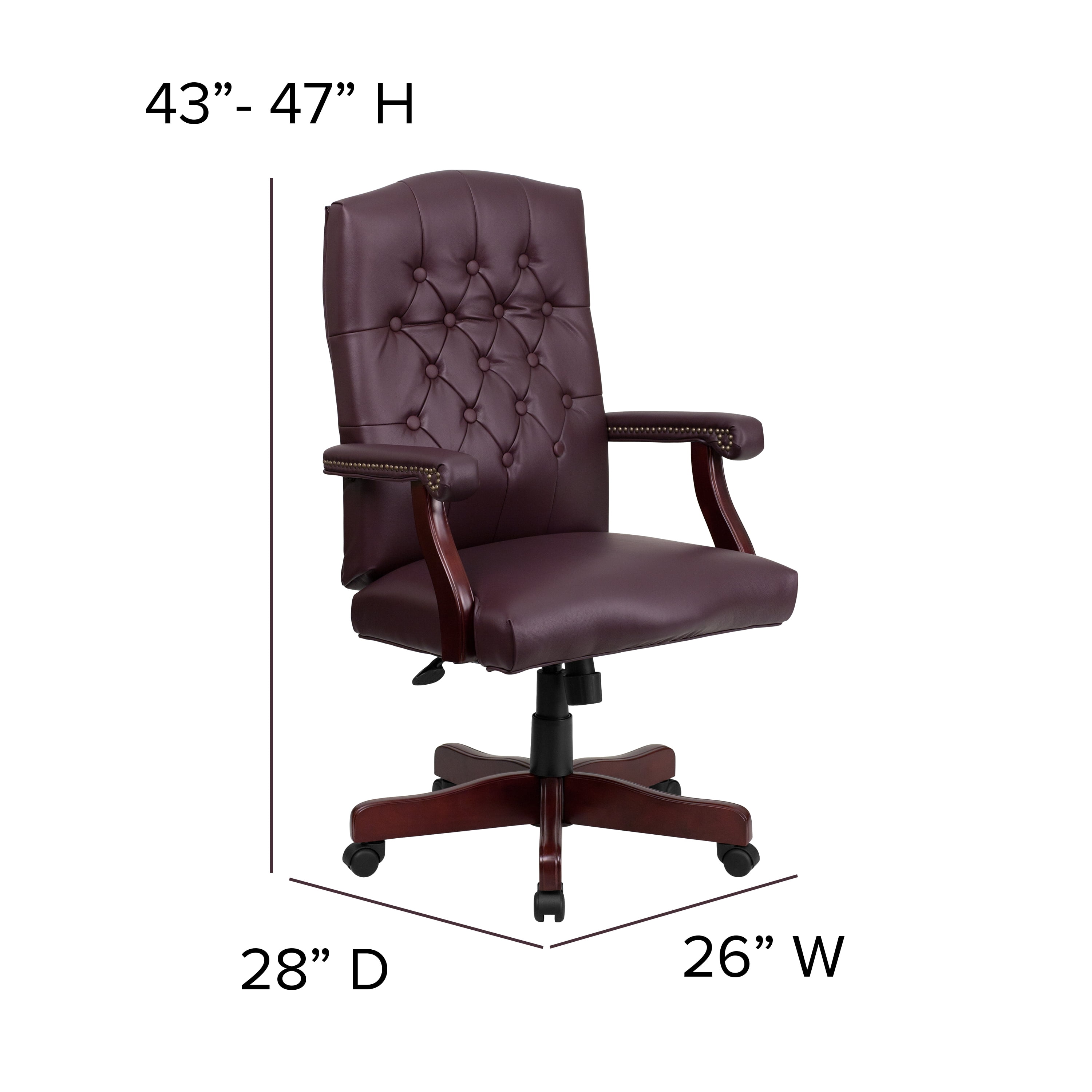 Free Shipping Flash Furniture Martha Washington Burgundy LeatherSoft Executive Swivel Office Chair with Arms Walmart