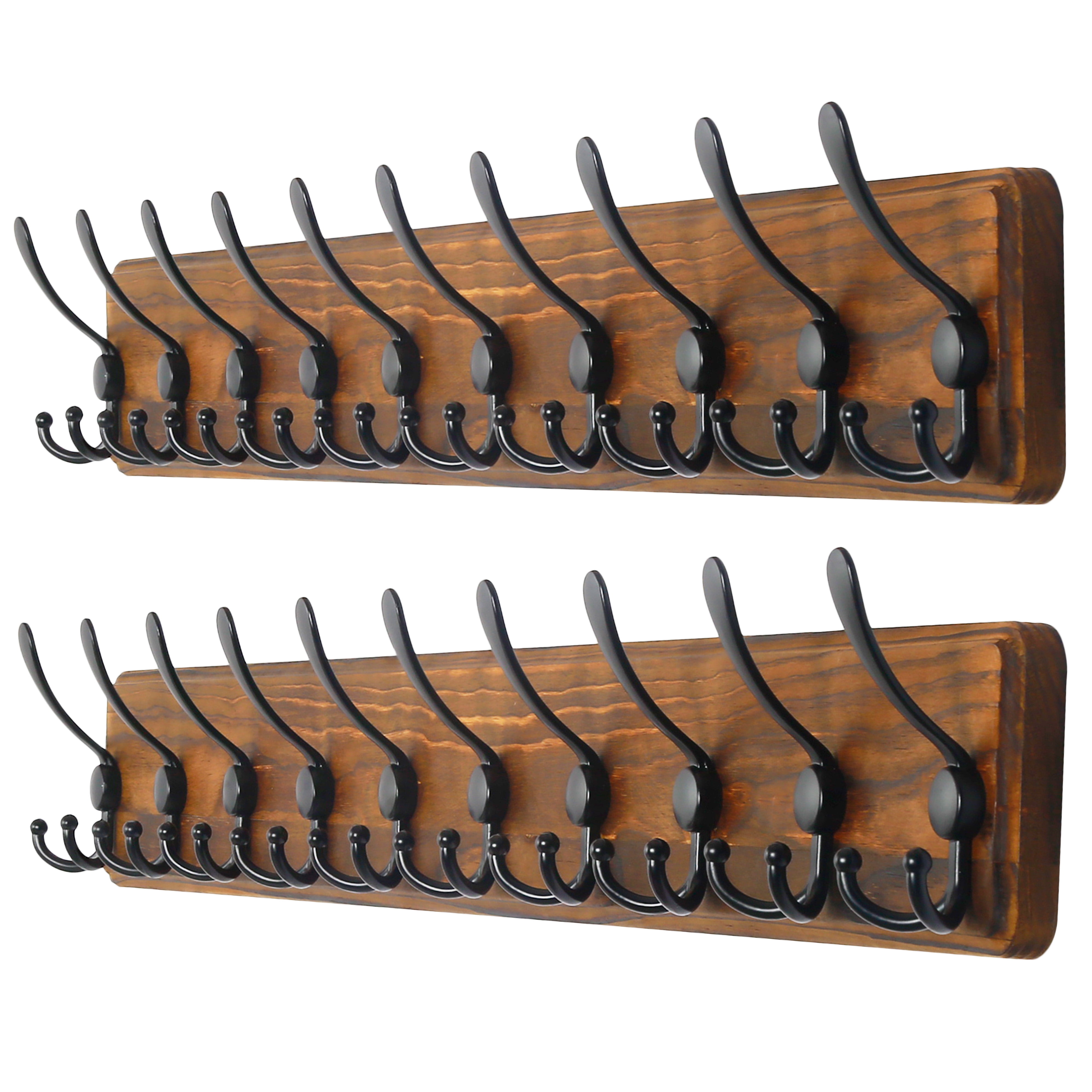 Dseap Wooden Huge Rustic Coat Rack with 10 Tri Hooks,Sturdy Vintage ...