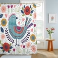 Blue Birds Shower Curtain Set with Hooks, Nordic Style Folk Art Red ...