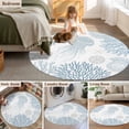 Light Blue Coastal Round Area Rug 6 FT,Non Slip Bedroom Rugs,Coral ...