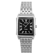 Casio Standard Analog Moon Phase Stainless Steel Black Dial Quartz MTP ...