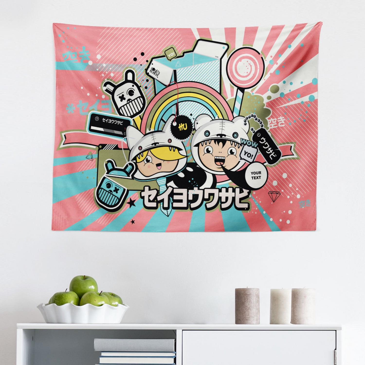 Urban Graffiti Tapestry, Abstract Graffiti of Shaded Floral Design ...