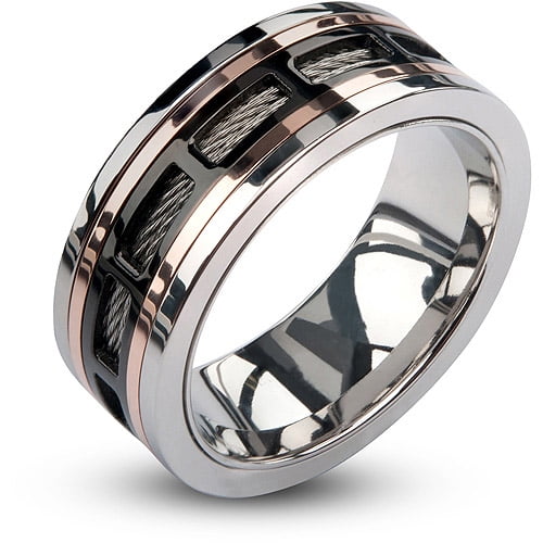 Men's Stainless Steel Cable in IP Black and IP Rose Gold Window Steel ...