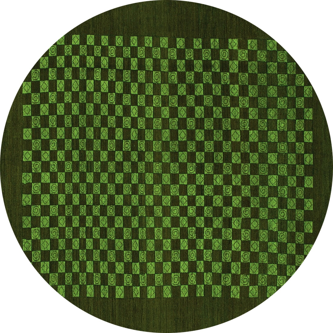 Ahgly Company Indoor Round Checkered Green Modern Area Rugs, 5' Round ...