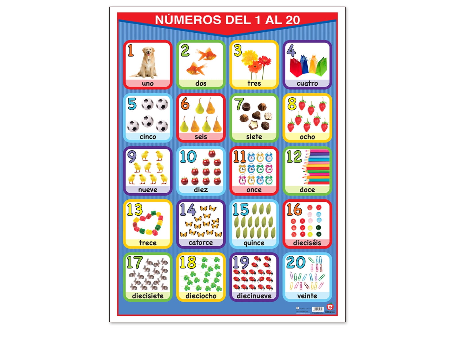 Póster Numeros Del 1 Al 20 Español/ Inglés Educatodo B-0173 | Bodega ...