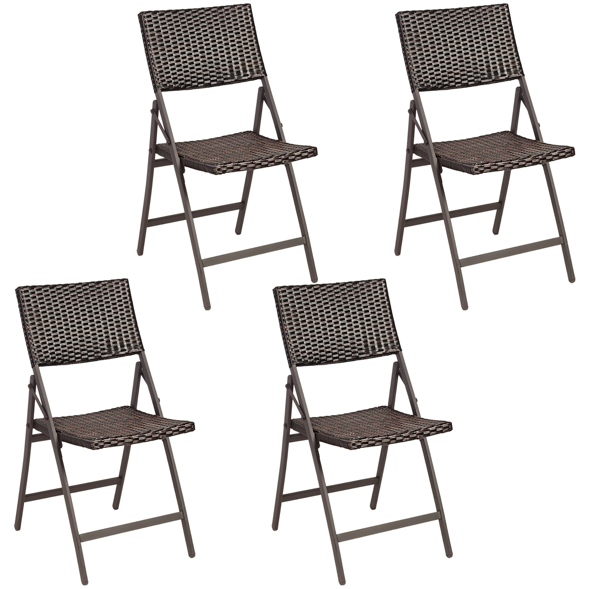 Costway Set of 4 Patio Rattan Folding Dining Chairs Portable Garden ...