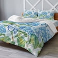 4 Piece Duvet Cover Set Cal king, Blue Hydrangea Flower Leaves Soft ...