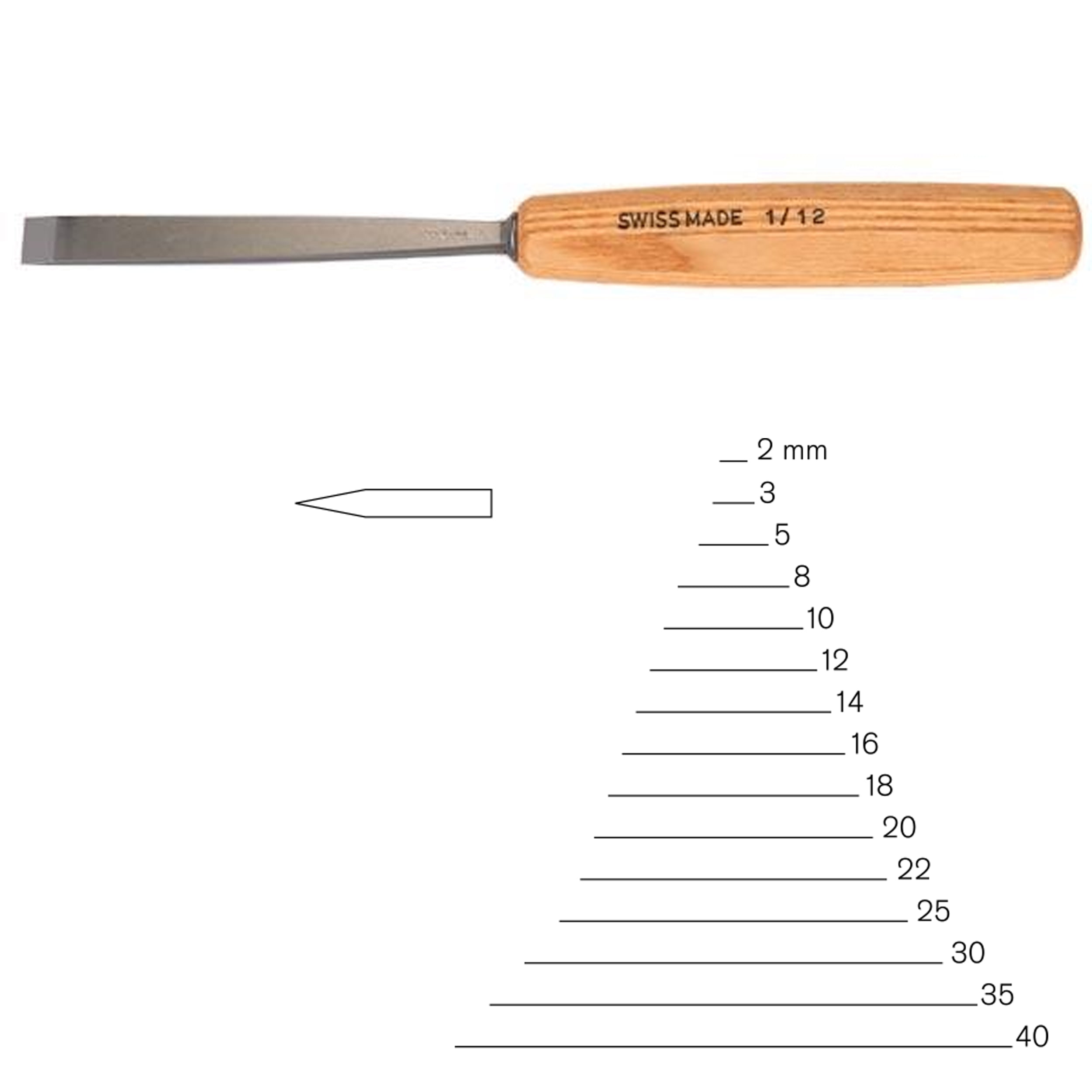 PFEIL "Swiss Made" #1 Double Bevel Straight Chisel, 8mm - Walmart.com