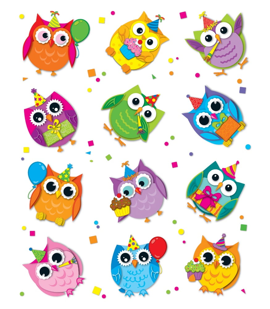 Carson Dellosa Education Celebrate With Colorful Owls Shape Stickers