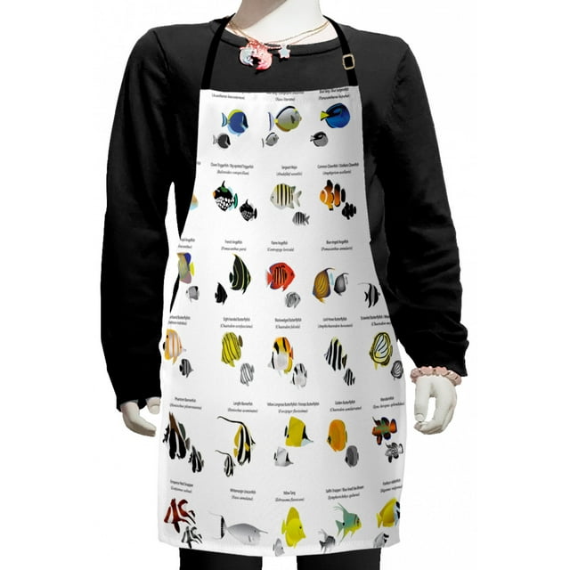 Ocean Kids Apron, Illustration of Different Fish Species Underwater ...